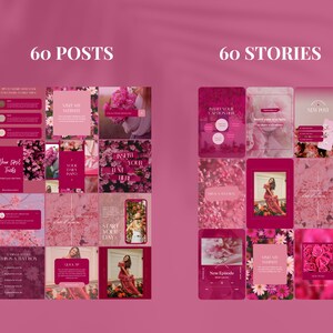 100 Floral Instagram Templates | Pink Social Media Canva Templates ...