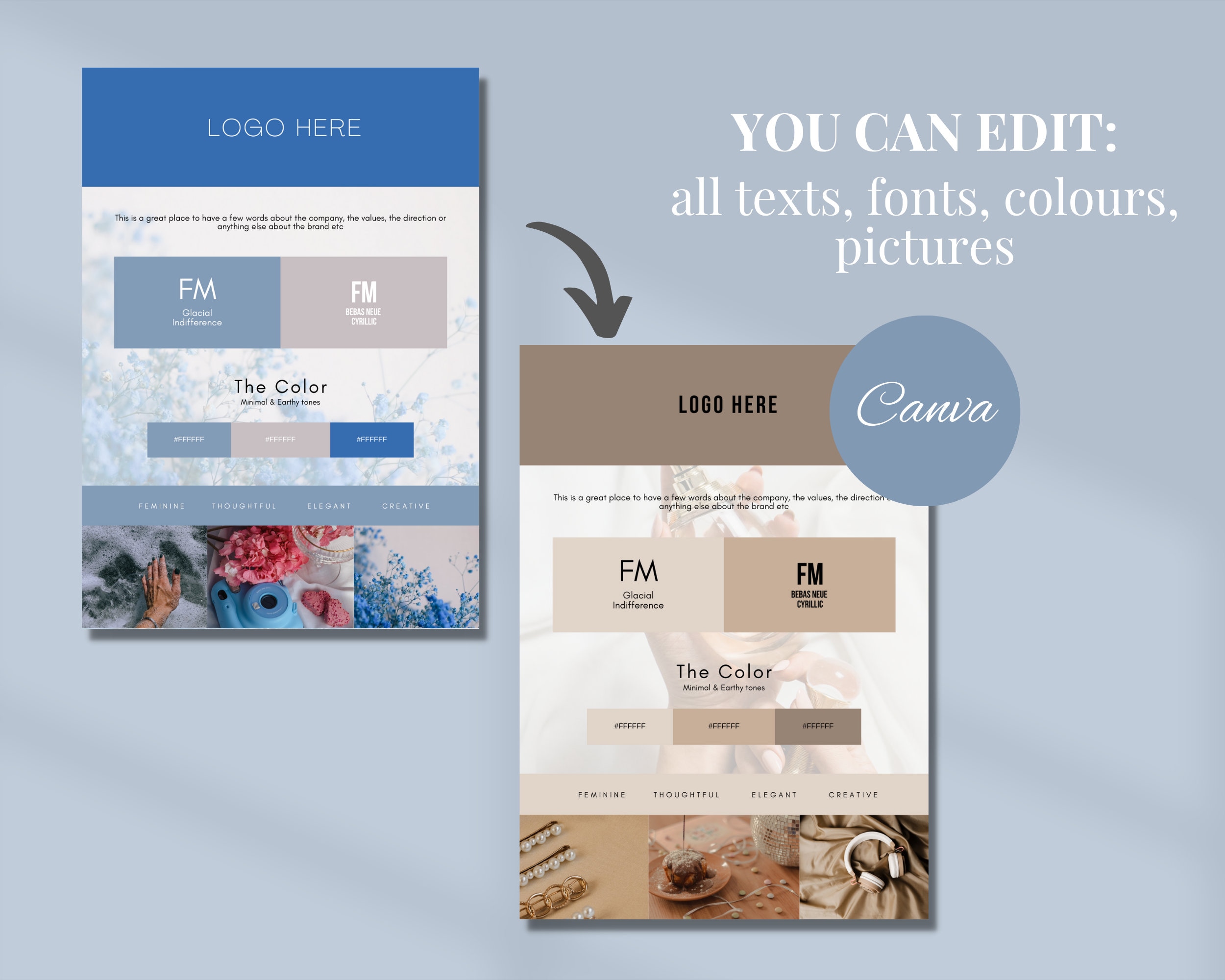 Brand Kit Template Blue Brand Board Template Pre-made Branding Kit ...