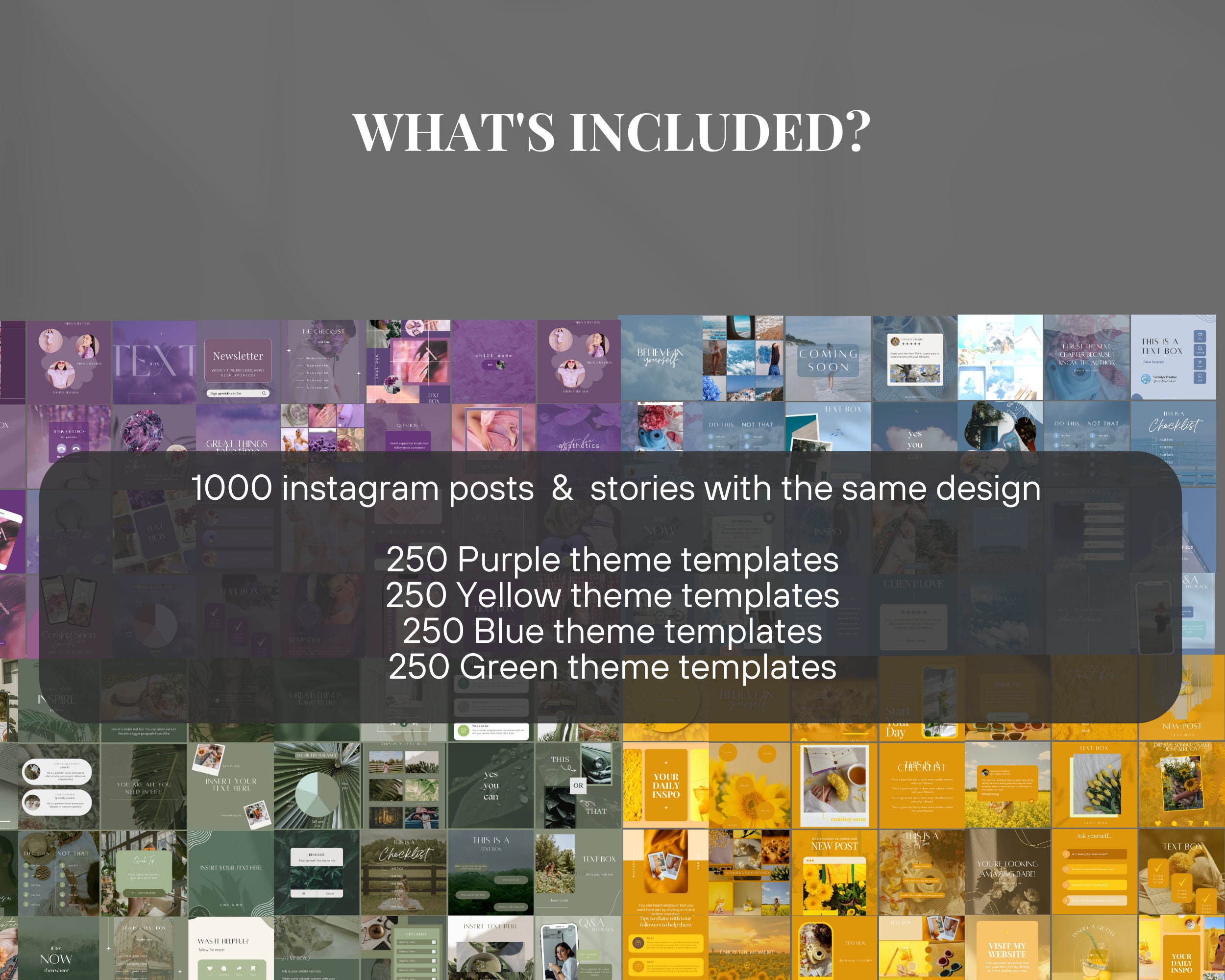 1000 Aesthetic Instagram Template Bundle, Blue Social Media, Green ...