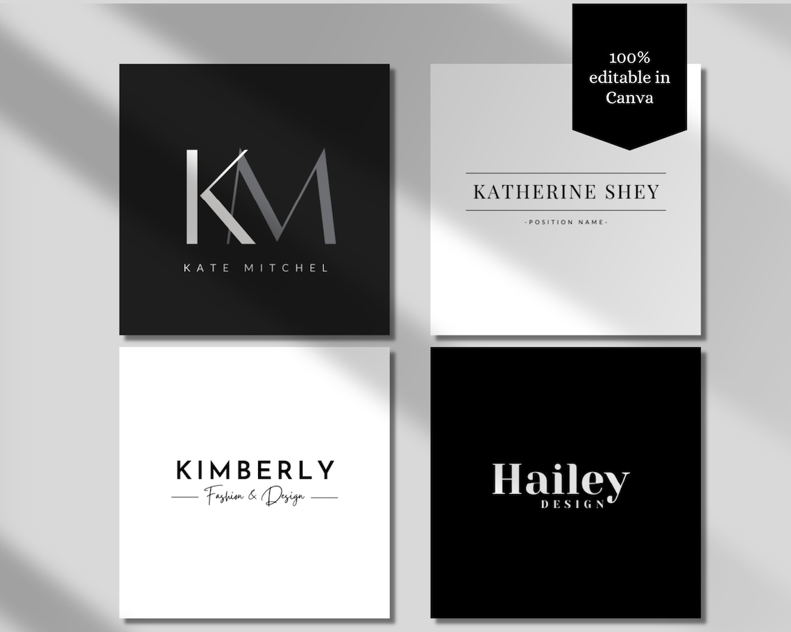 Black Logo Design Template Eitable Canva Business Logo White ...