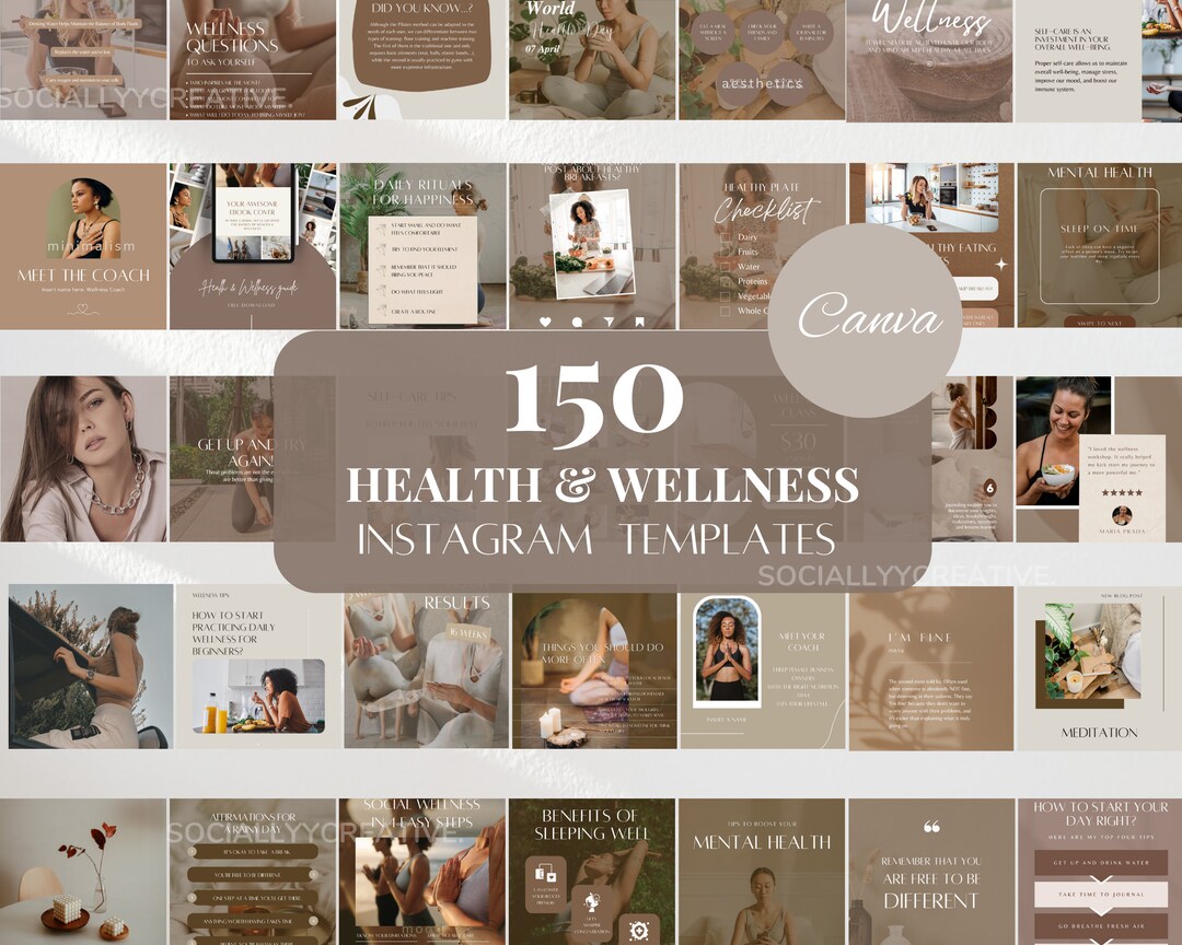Wellness Instagram Post Template Health Social Media Template Fitness ...