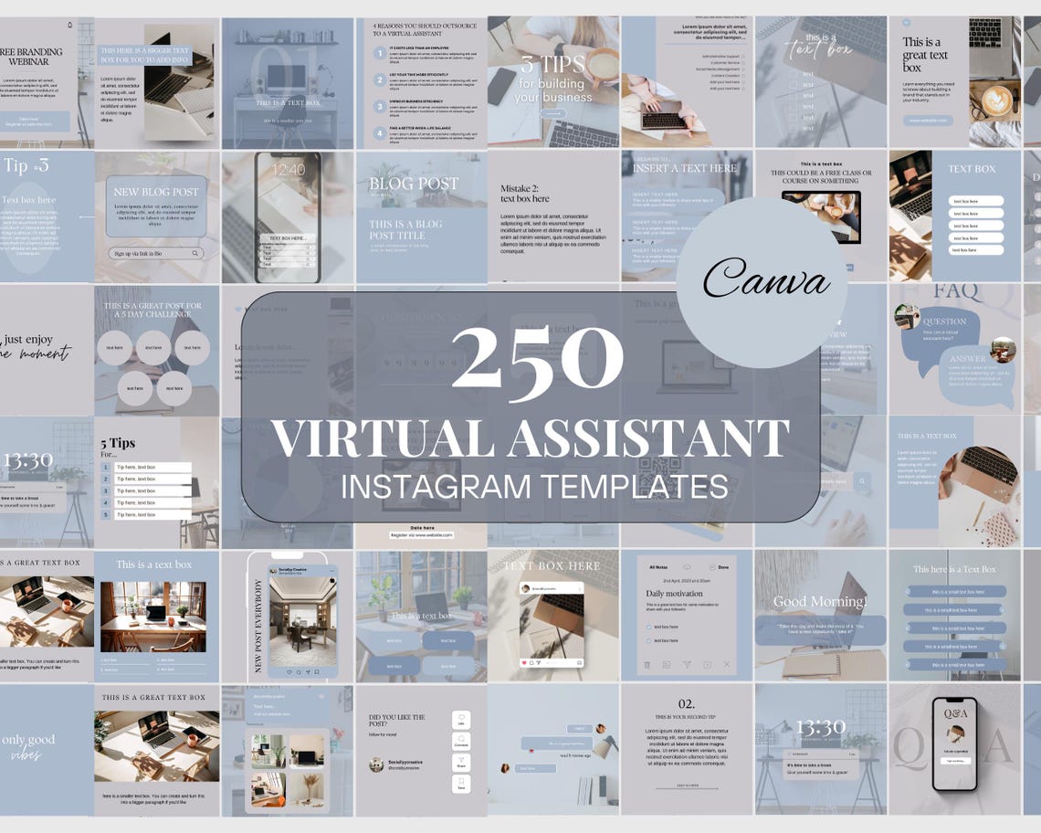 Virtual Assistant Instagram Template Blue Virtual Assistant Social ...