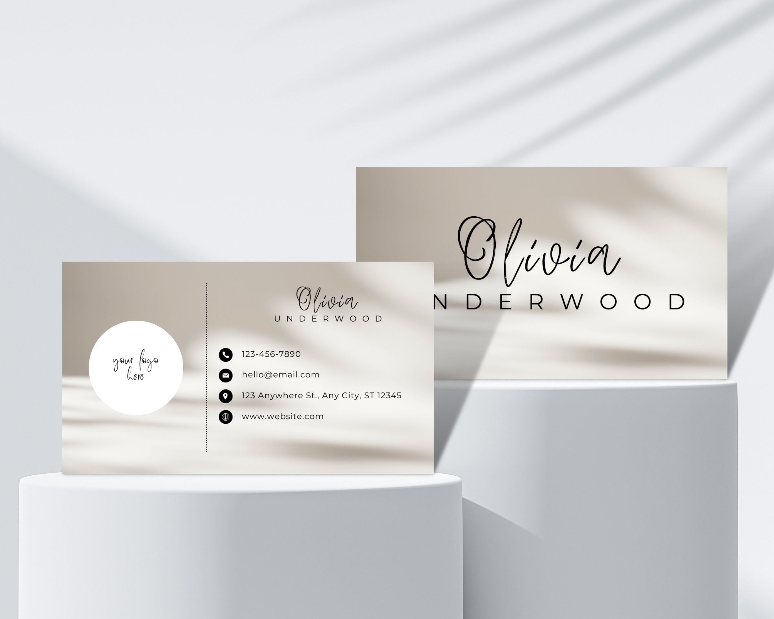 Doppelseitige Visitenkarte| Beige Visitenkarten Vorlage | DIY ...