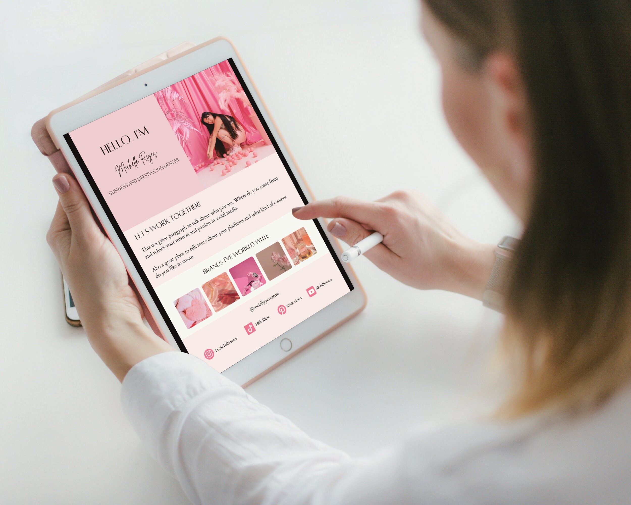 2 Page Pink Media Kit Template Instagram Media Kit Influencer Rate ...