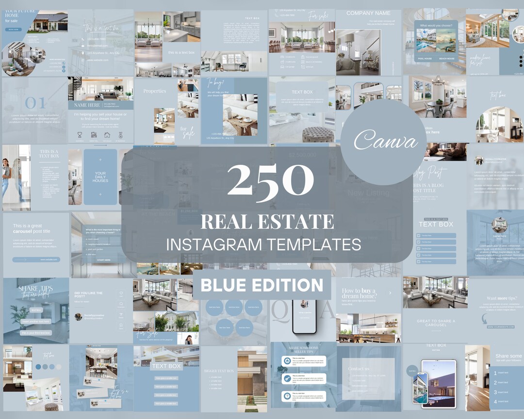 250 Real Estate Instagram Posts | Blue Realtor Social Media| Realtor ...