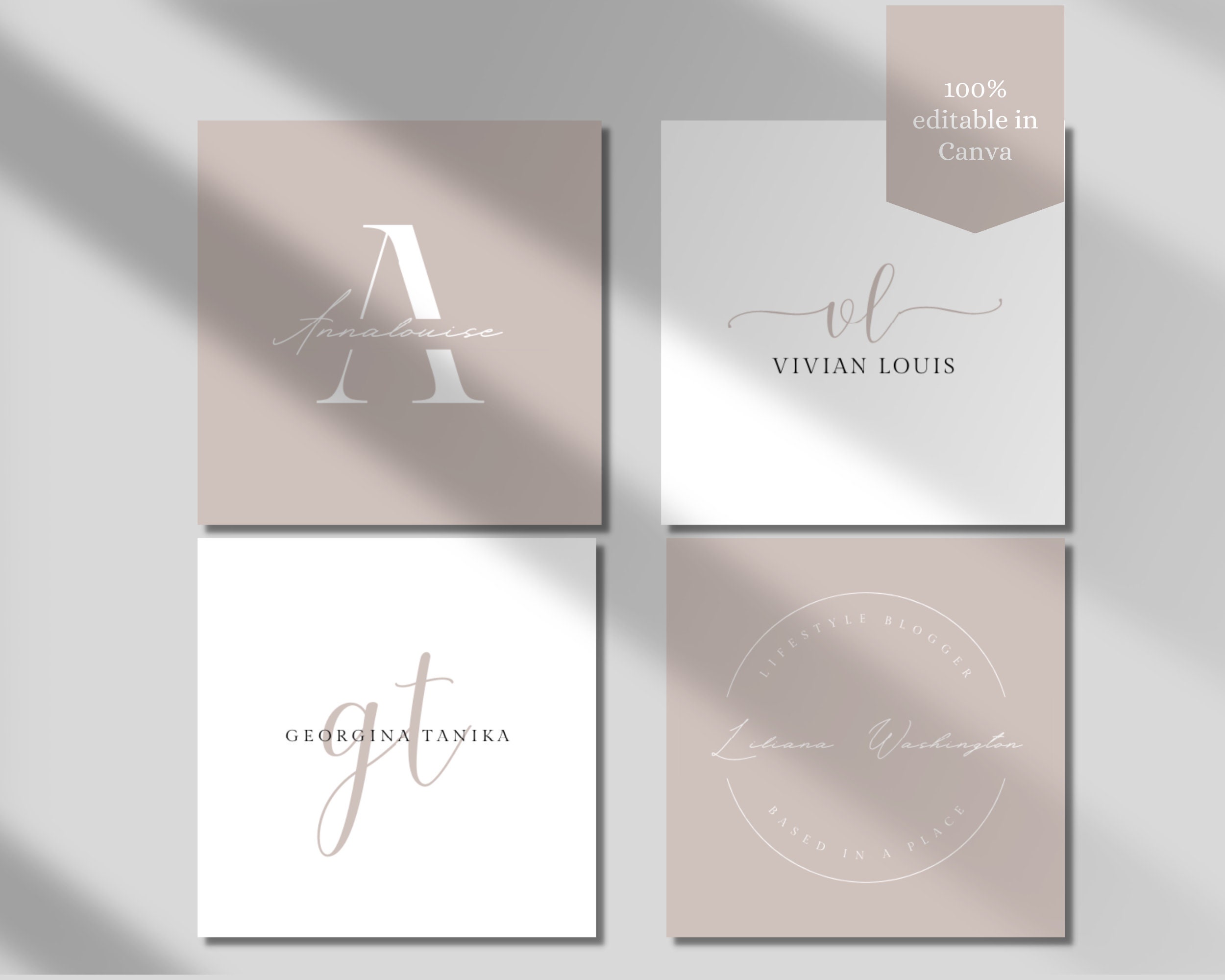 Editable Logo Design Template | Beige Canva Business Logo | White ...