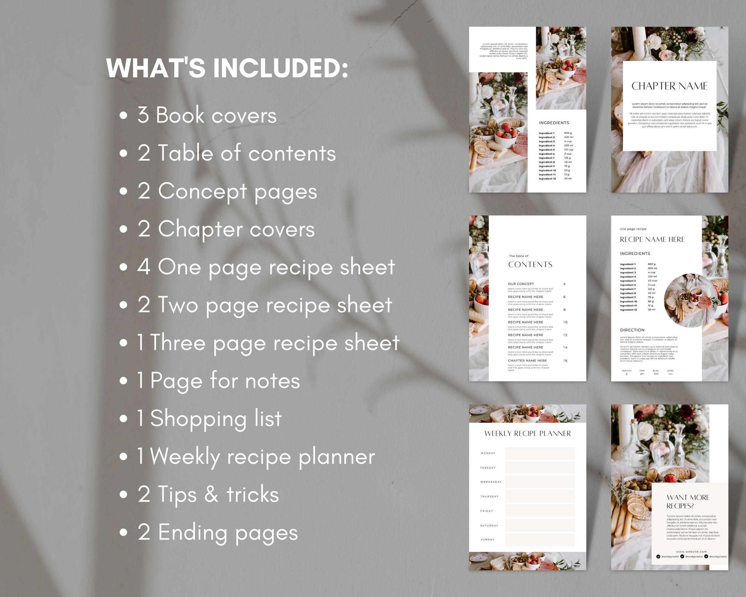 Recipe Book Template Digital Cook Book Editable Recipe Binder Canva ...