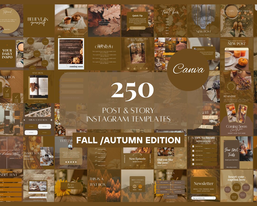 250 Autumn Instagram Templates | Fall Social Media Canva Templates ...