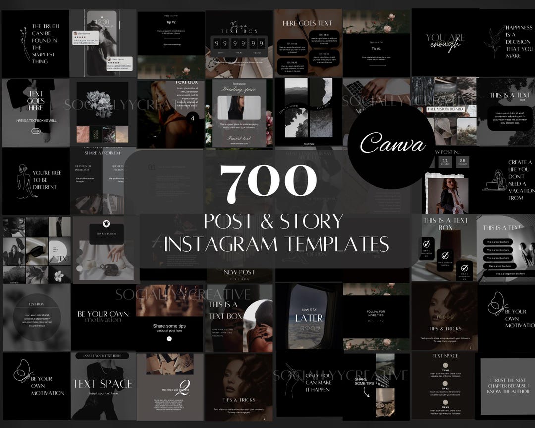 Luxury Instagram Templates Dark Social Media Engagement Templates ...
