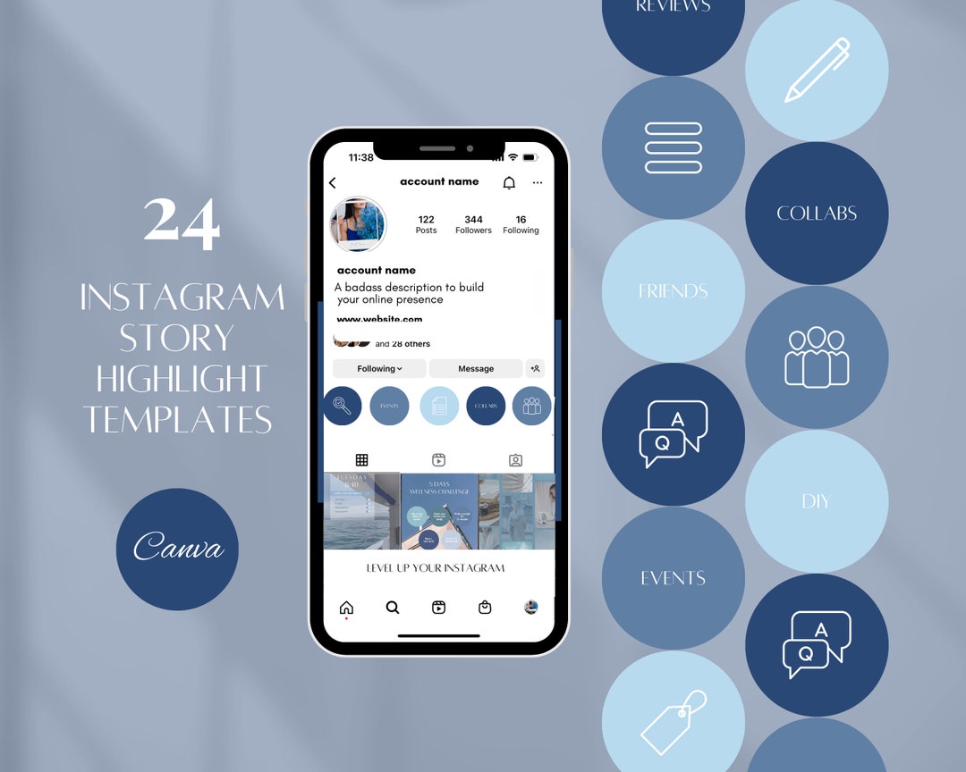 Blue Instagram Highlight Covers | Highlight Icons | Minimal Instagram ...