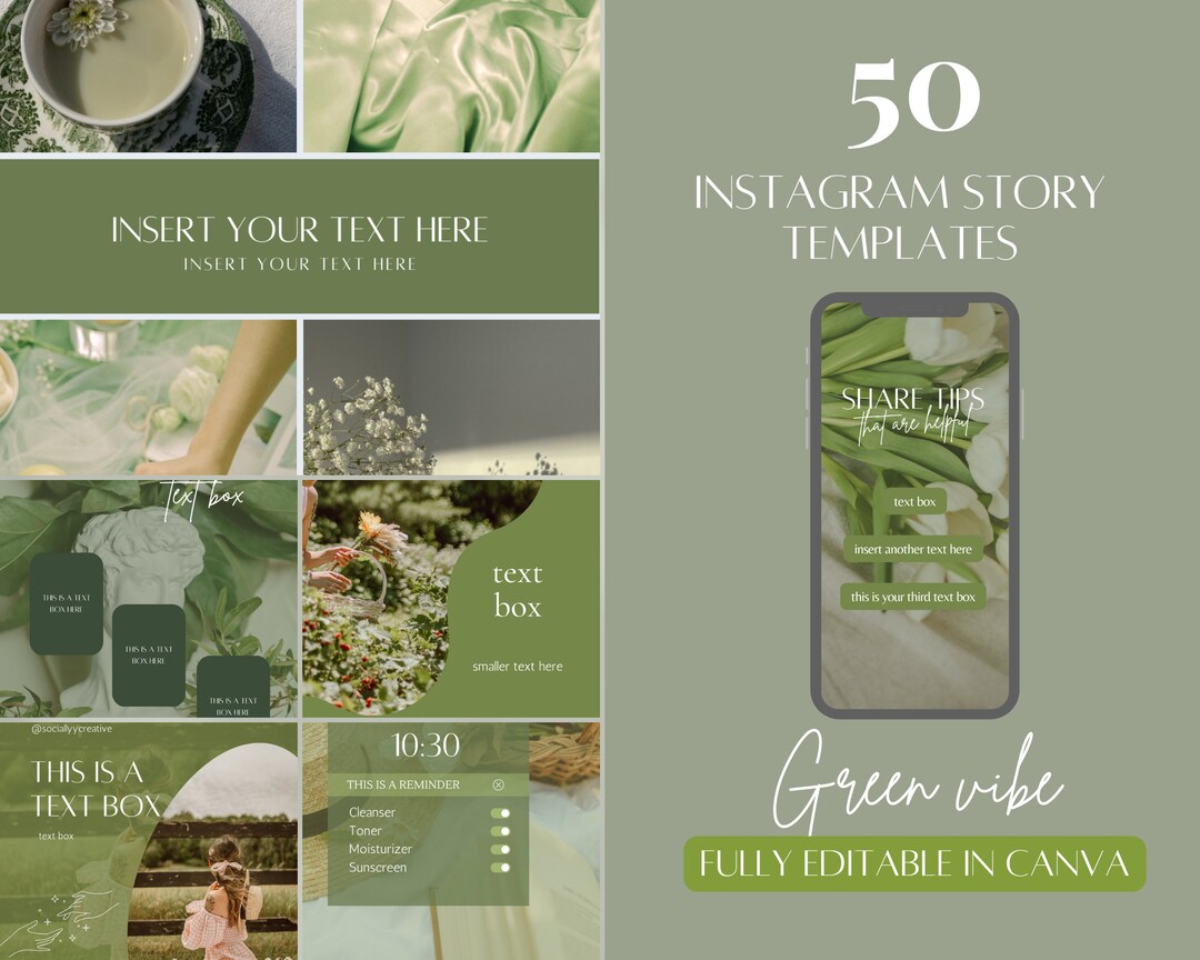 Green Instagram Story Templates| Green Social Media | Green Instagram ...