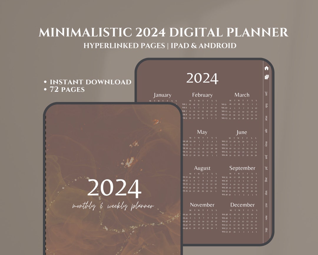2024 Dated Digital Planner Monthly Weekly Planner Hyperlinked iPad ...