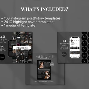 Editable Black Instagram Templates | Dark Social Media | Black Media ...