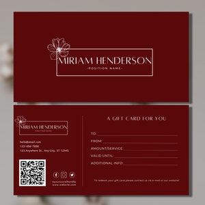 Double Sided Gift Card Template | Red Gift Certificate Template ...