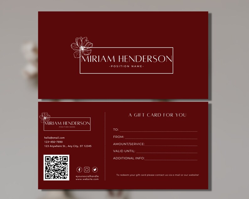 Double Sided Gift Card Template | Red Gift Certificate Template ...