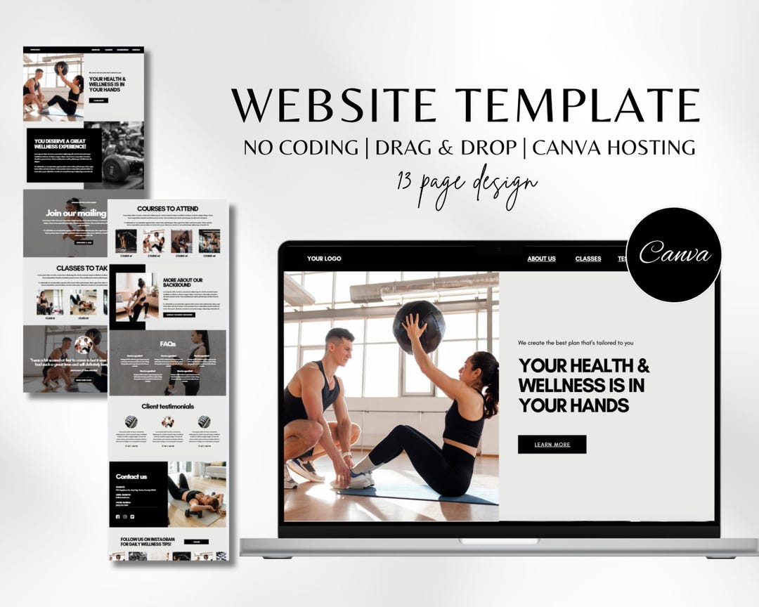 Gym Website Canva Template Wellness Website Template Health Coach ...