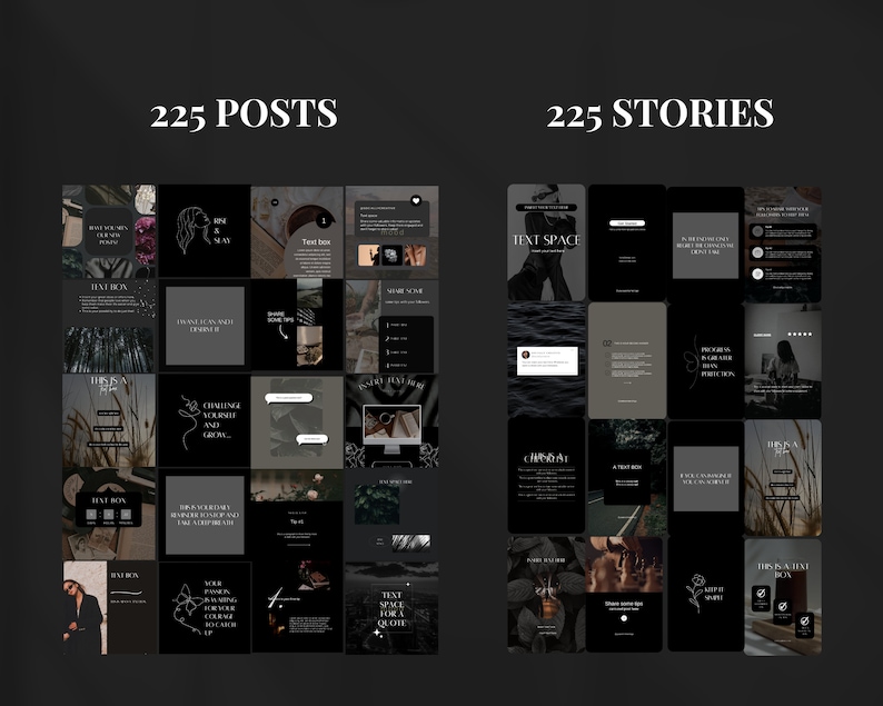 Luxury Instagram Templates Dark Social Media Engagement Templates ...