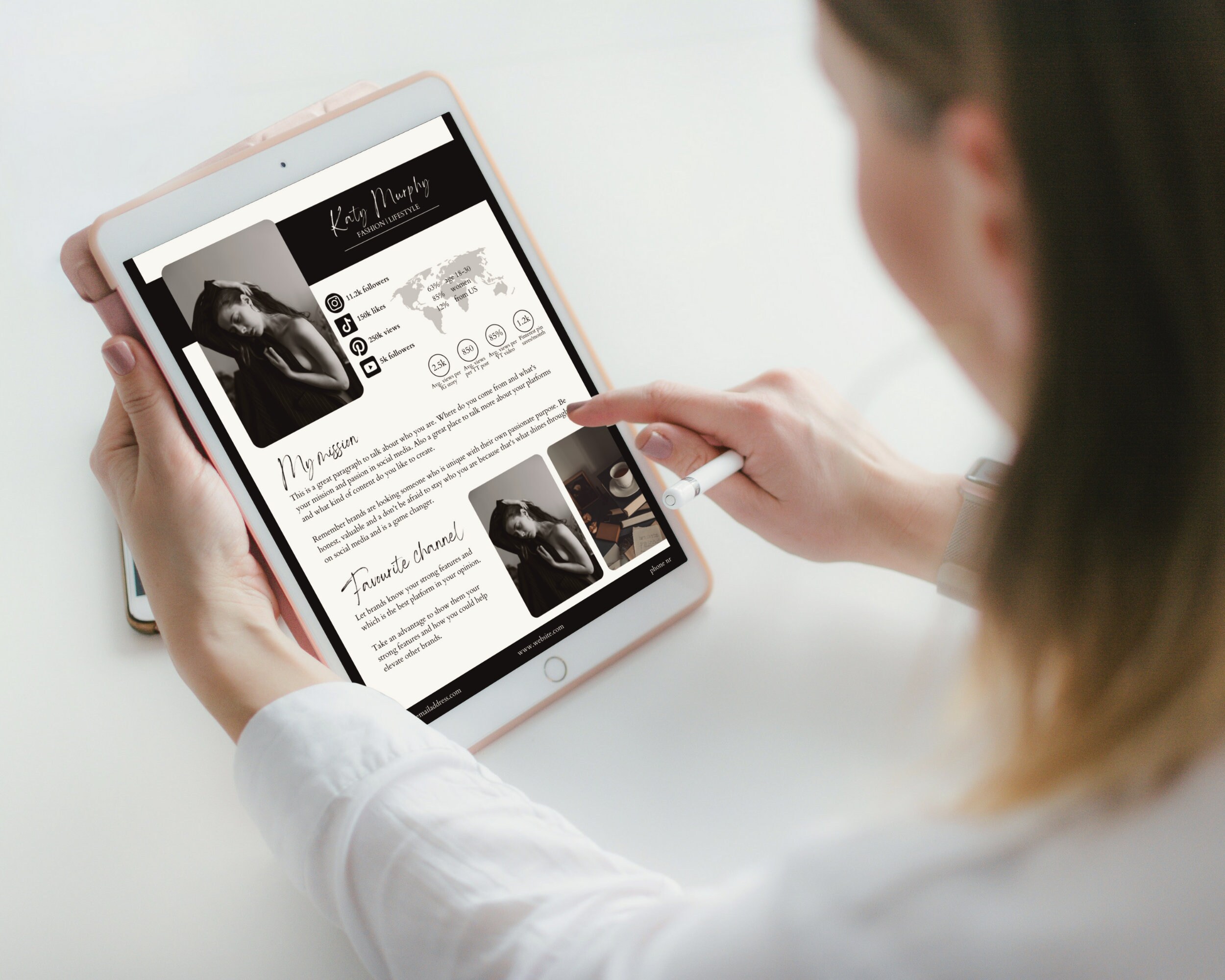 Dark Media Kit Template 2 Page Black Media Kit Influencer Rate Sheet ...