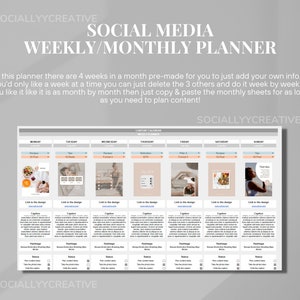 Social Media Planner Spreadsheet Google Digital Content Calendar Weekly ...