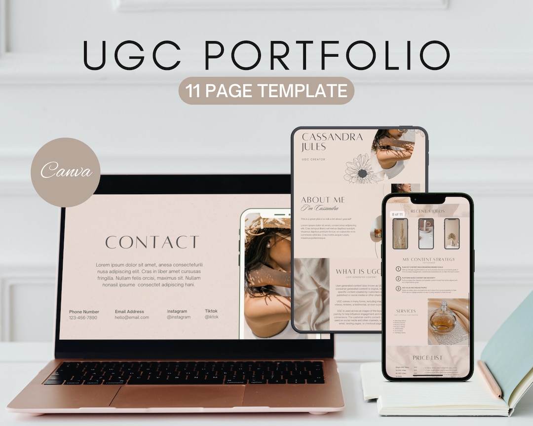 UGC Creator Portfolio Template Content Creator Resume Beige UGC Media Kit Minimalist Social ...