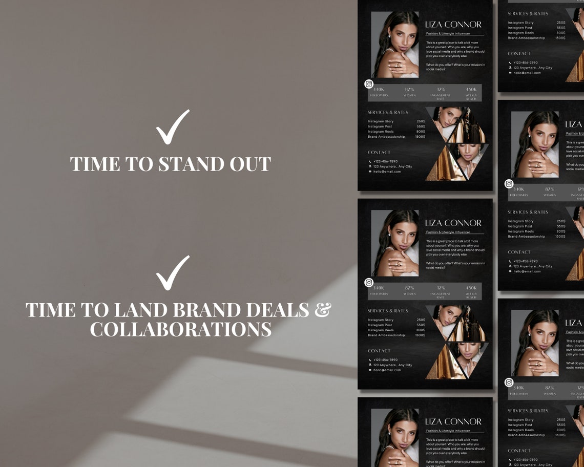 Black Media Kit Canva Template| Instagram Media Kit| 1 Page Media Kit ...