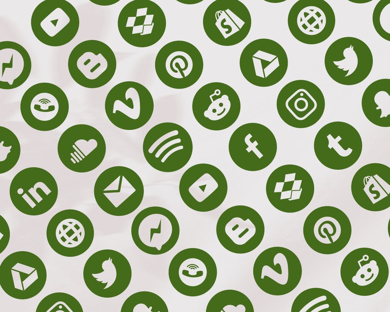 Green Social Media Icons SVG Social Media Icon Pack - Etsy
