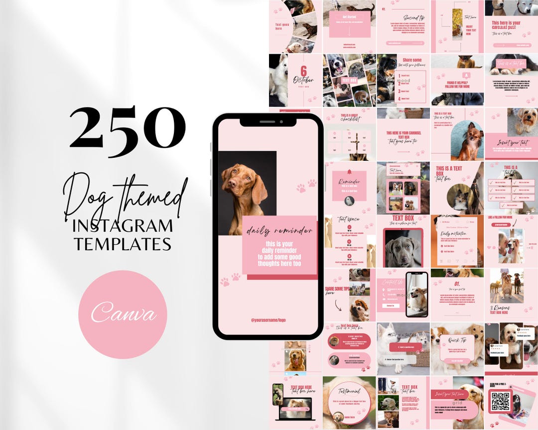 Dog Instagram Templates Pink Pet Social Media Dog Salon Instagram Dog ...