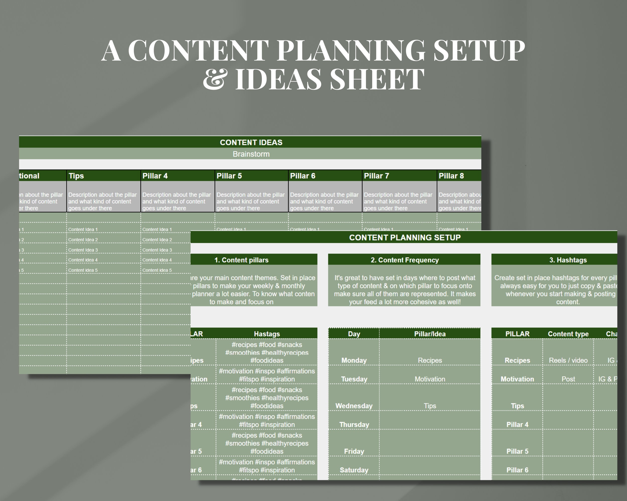 Social Media Planner Excel Spreadsheet| Digital Content Calendar ...