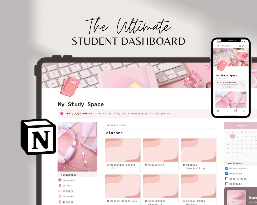 2026 Notion Template Student Planner Academic Notion Planner School ...