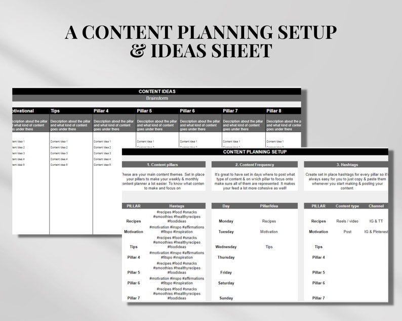 Digital Social Media Planner Excel Spreadsheet| Black Content Calendar ...