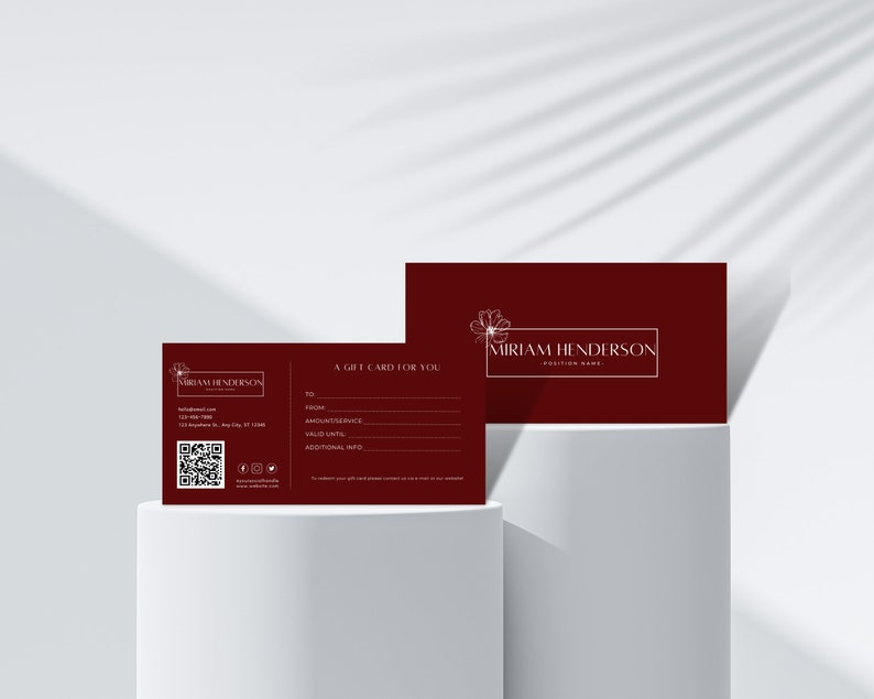 Double Sided Gift Card Template | Red Gift Certificate Template ...