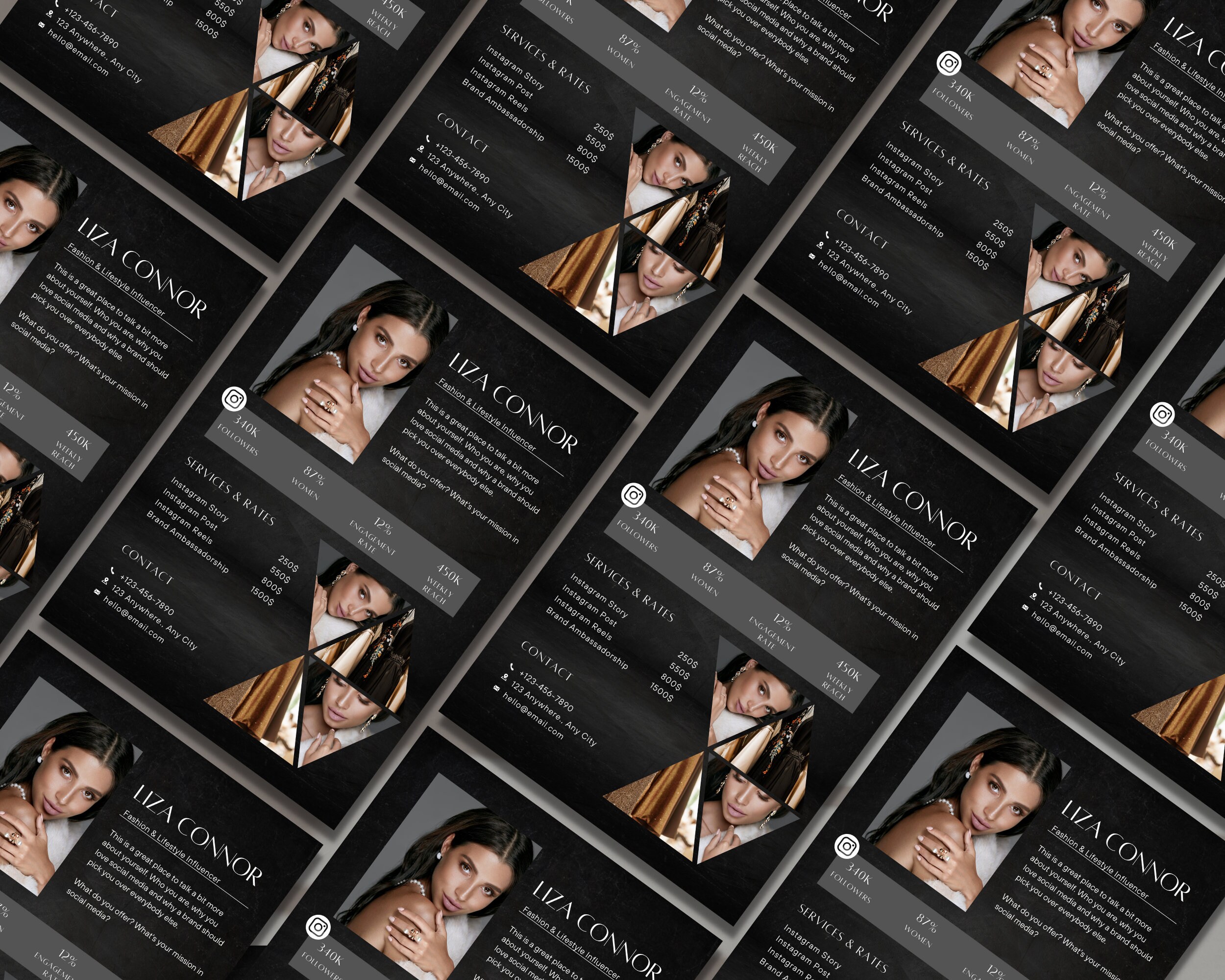 Black Media Kit Canva Template Instagram Media Kit 1 Page Media Kit ...