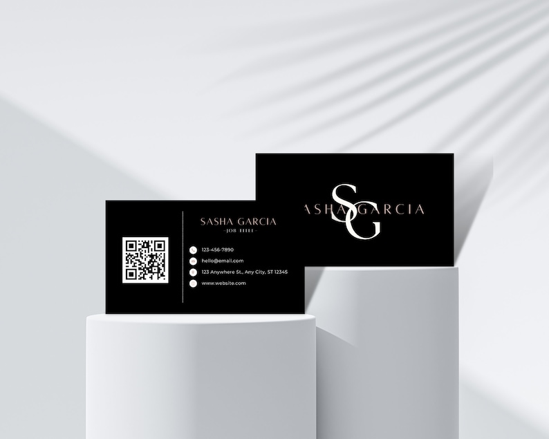 QR Business Card Black QR Code Minimal Business Card Template DIY ...
