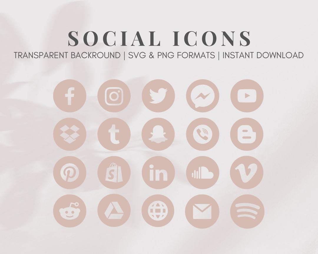 Pink Social Media Icons SVG Social Media Icon Pack Transparent Social ...
