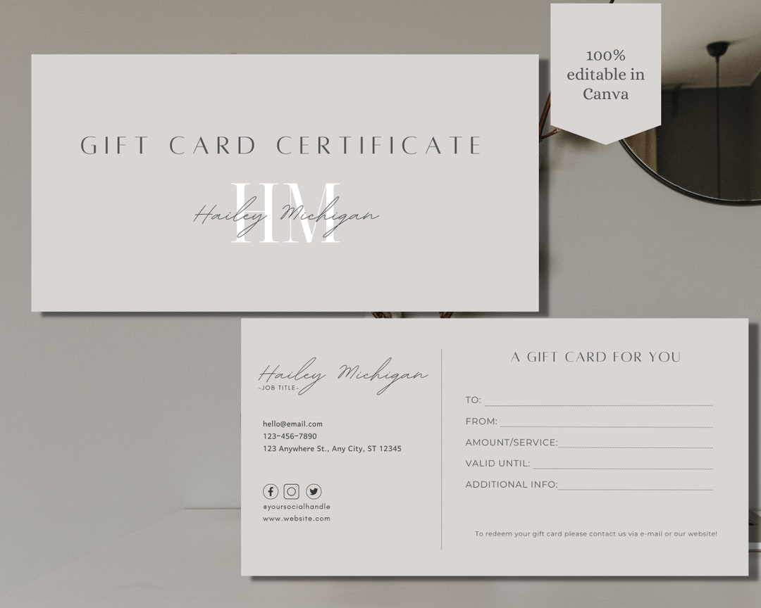 Gift Card Template Beige Business Gift Certificate Template Beige ...