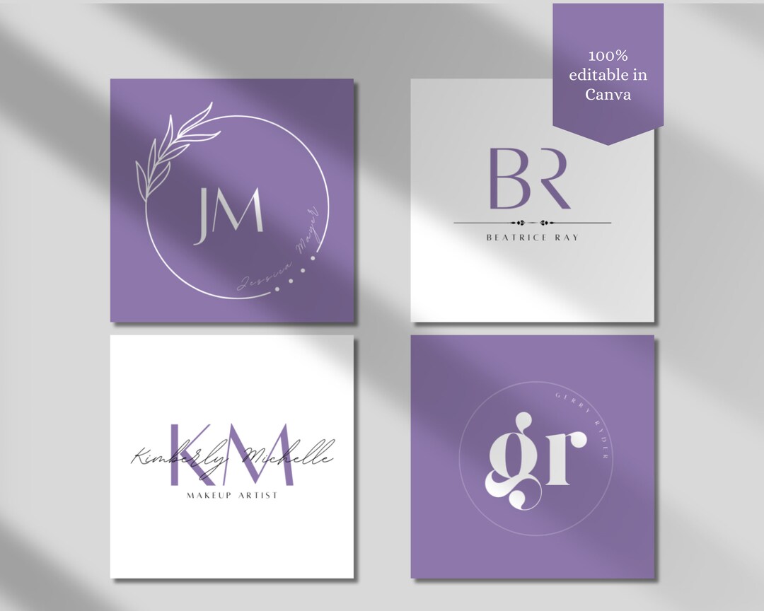 Editable Logo Design Template Purple Canva Business Logo White ...