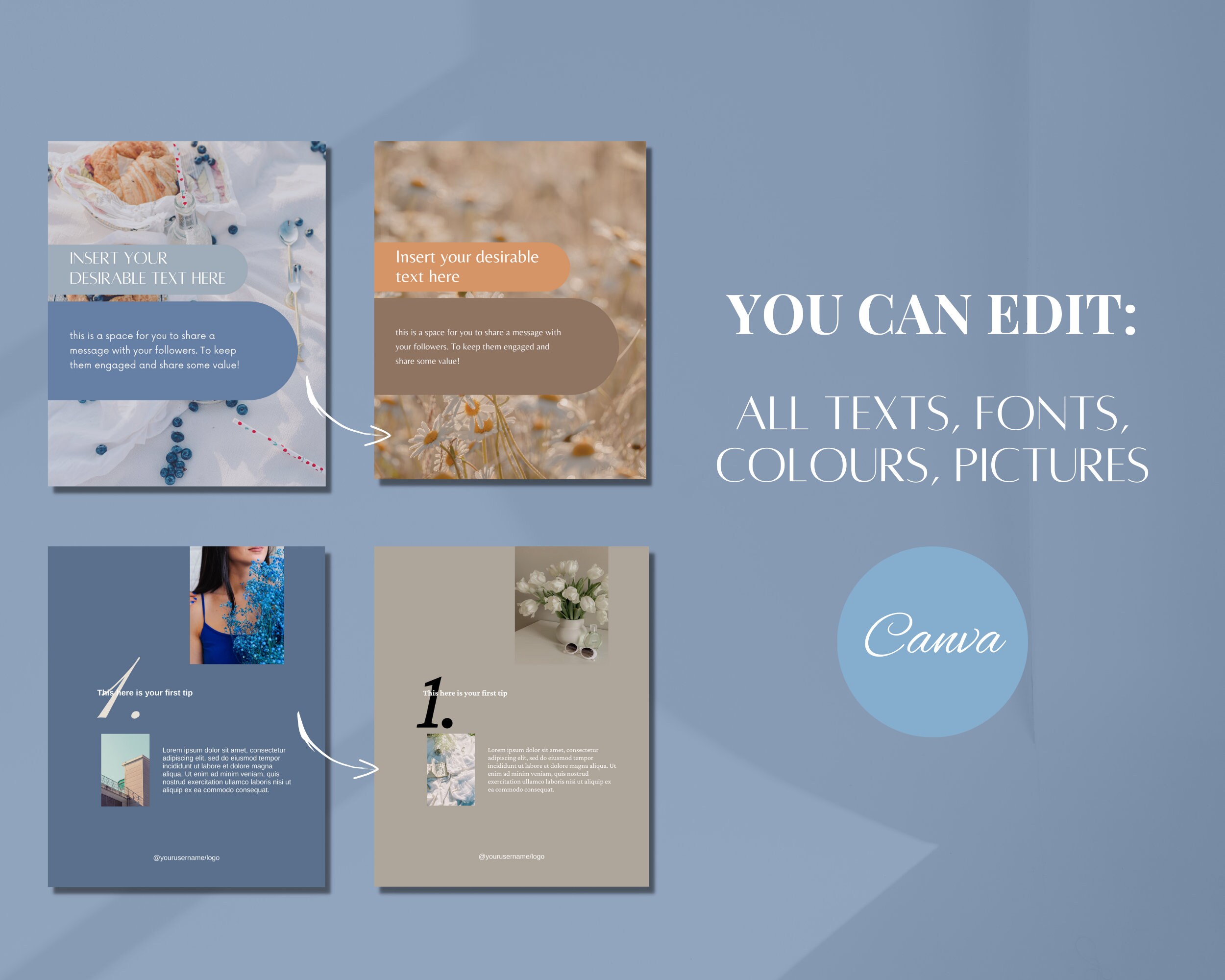 450 Blue Social Media Templates Blue Instagram Canva Templates ...