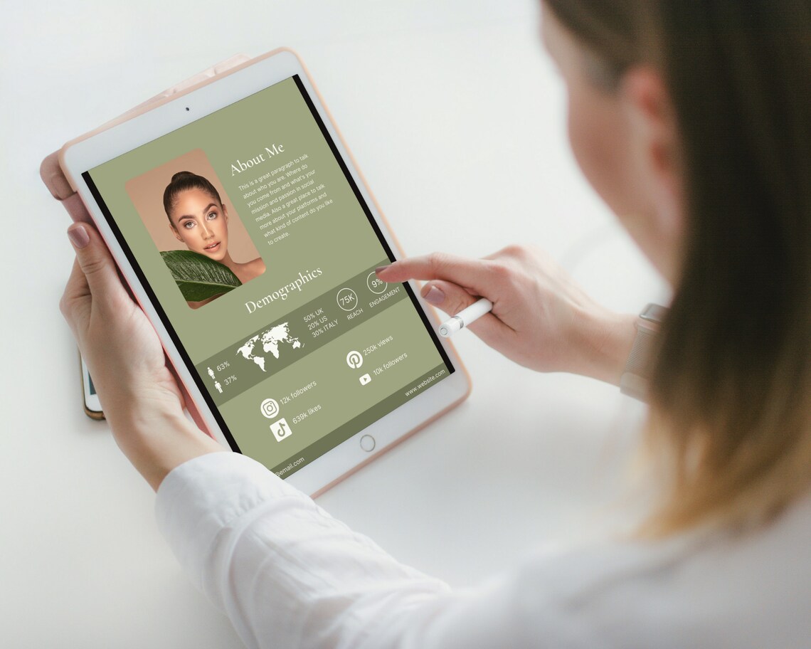 4 Page Media Kit Canva Template| Green Instagram Media Kit| Influencer ...