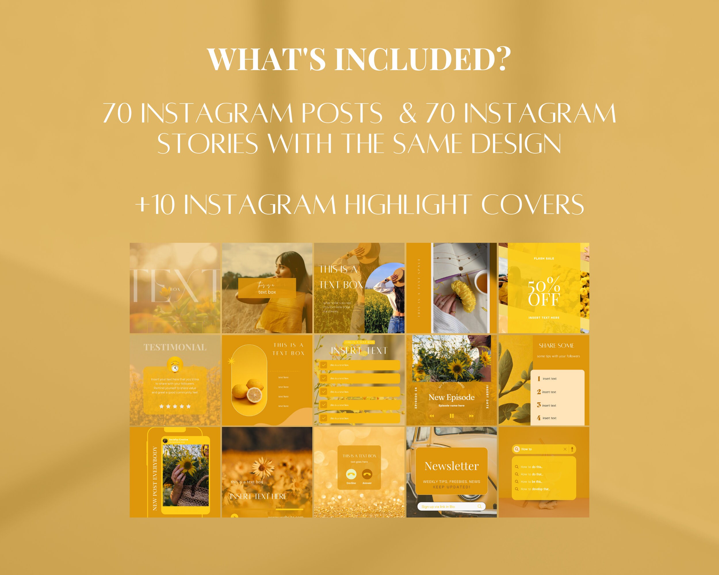 Yellow Instagram Canva Templates Yellow Social Media Templates ...