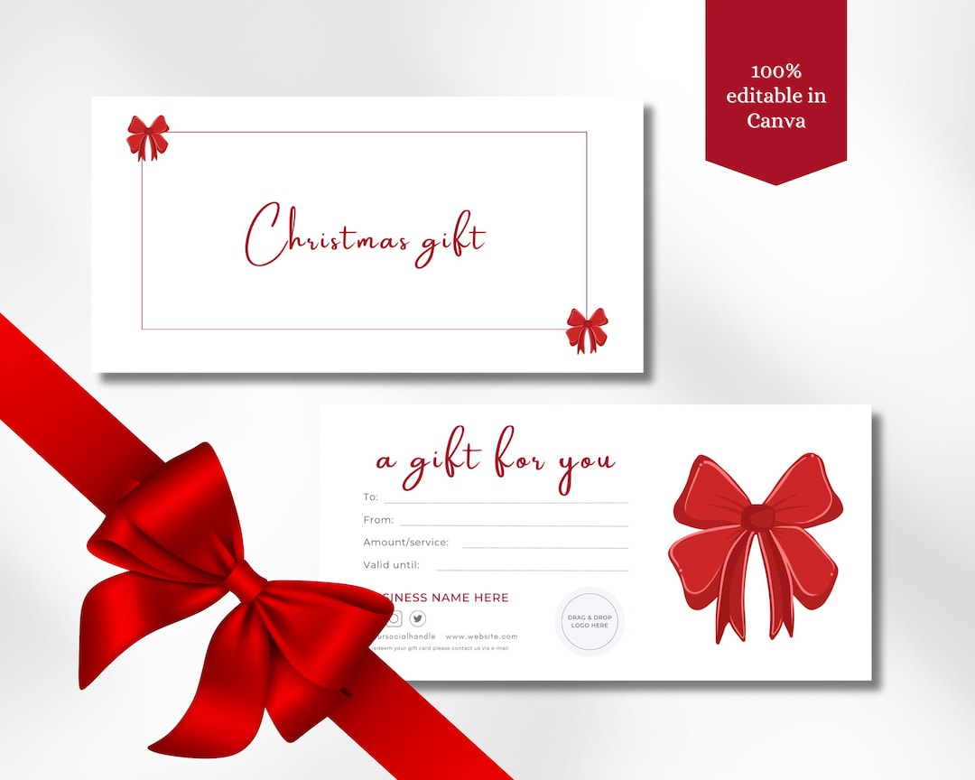 Christmas Gift Card Template DIY Christmas Gift Voucher Editable ...