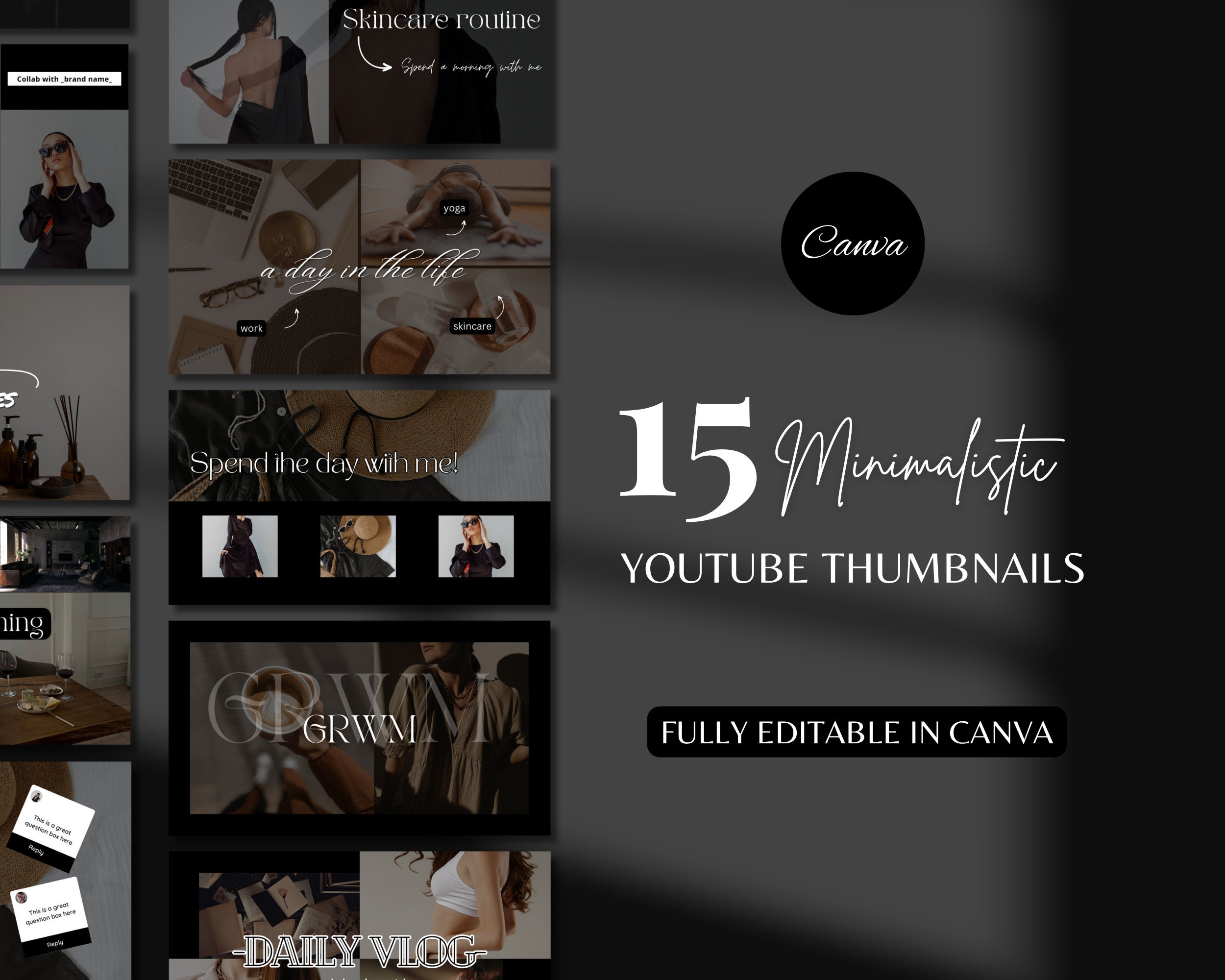 Dark Youtube Thumbnail Templates L Youtube Channel Kit Thumbnails L ...