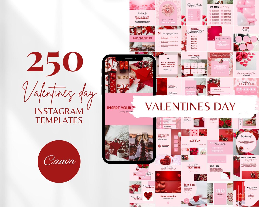 Valentines Day Instagram Templates Valentine Social Media Templates Red ...