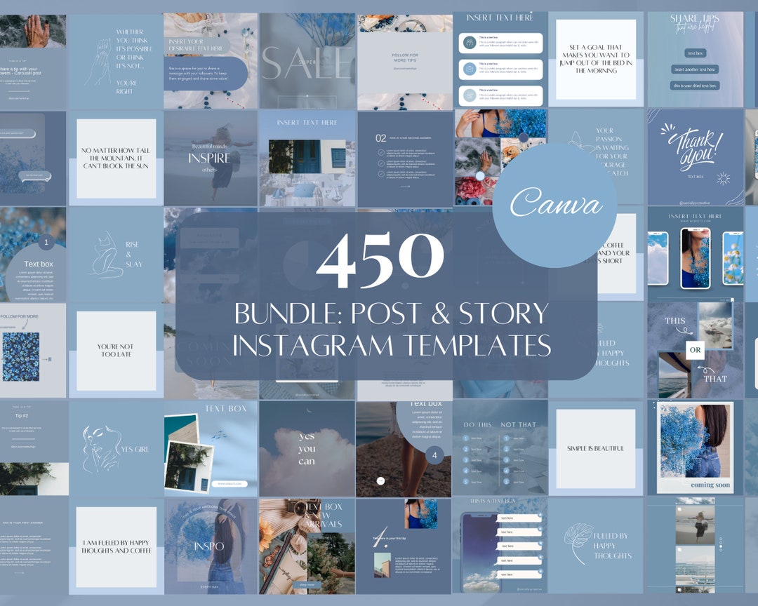 450 Blue Social Media Templates| Blue Instagram Canva Templates ...