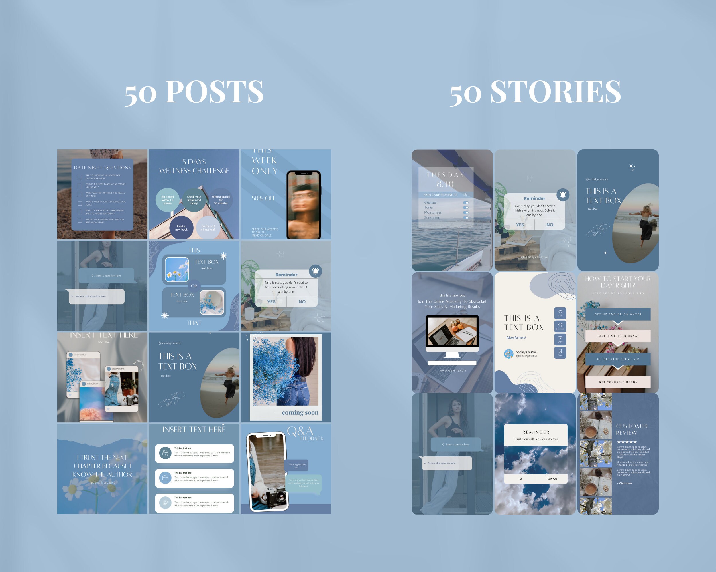 120 Blue Instagram Templates Blue Social Media Canva - Etsy