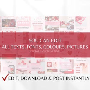 Valentines Day Instagram Templates Valentine Social Media Templates Red ...