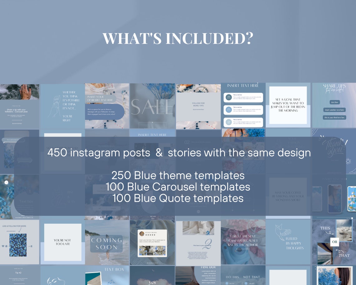 450 Blue Social Media Templates Blue Instagram Canva Templates ...
