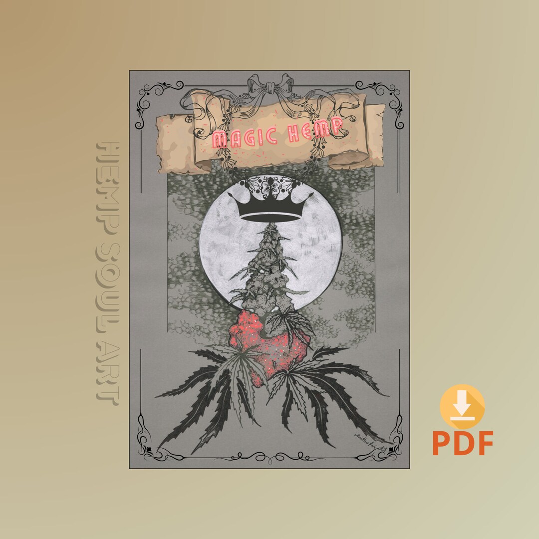 Printable Art With Magical Hemp Flower for Stoners, A Poster With the ...
