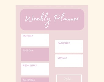 Pink Printable Weekly Planner - Etsy