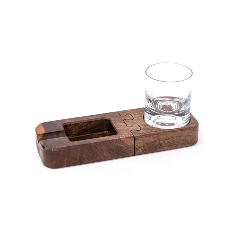 Wooden Walnut Cigar Ashtray Cigar Stand and Soft Drink Glass - Etsy