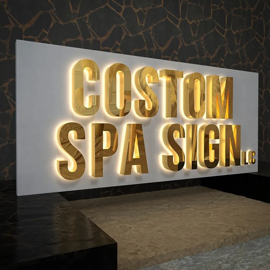 SPA Sign Custom Backlit Sign Metal Sign Outdoor Business Sign Wall Logo ...